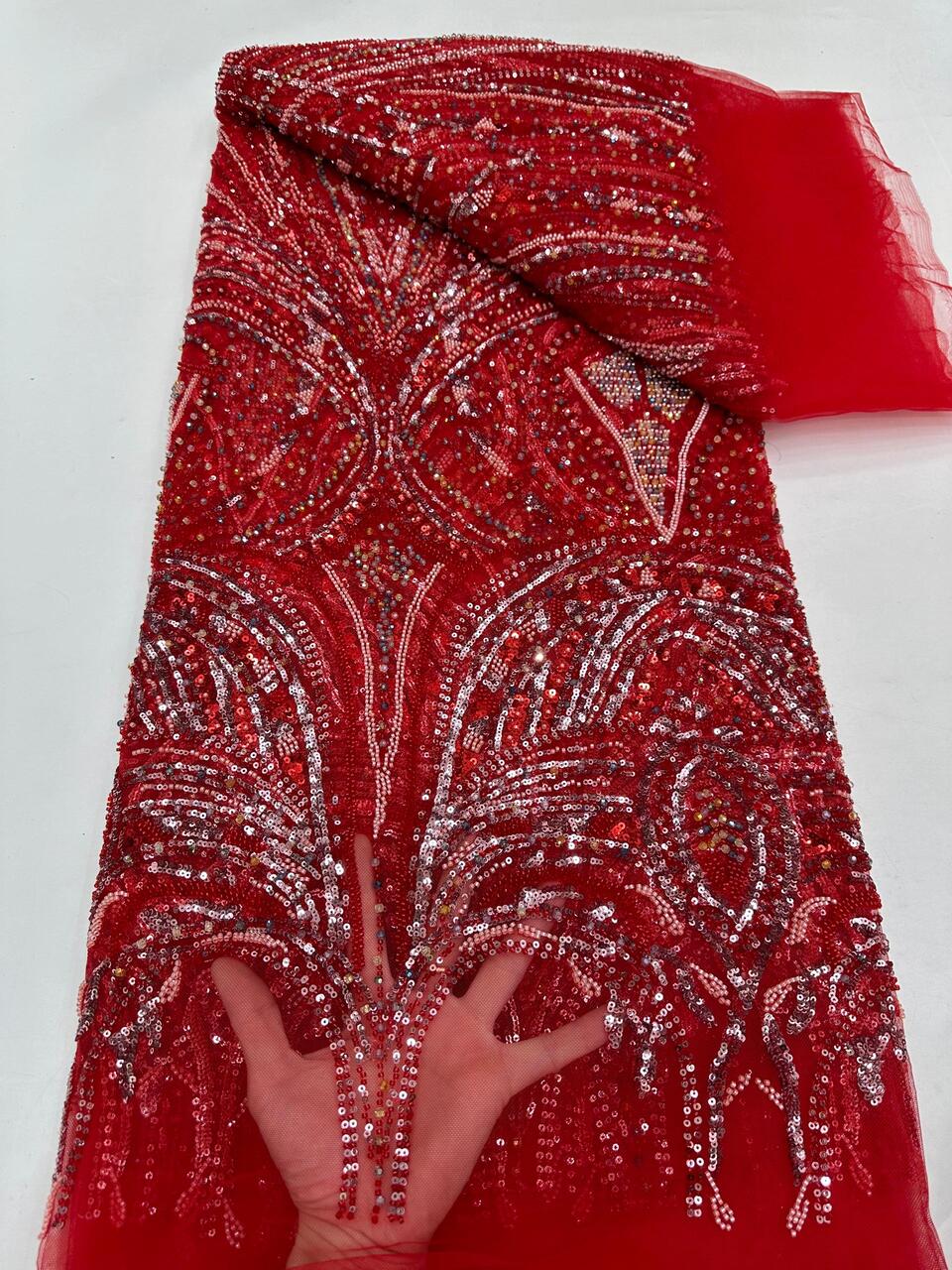FLUTE BEADED LACE RED